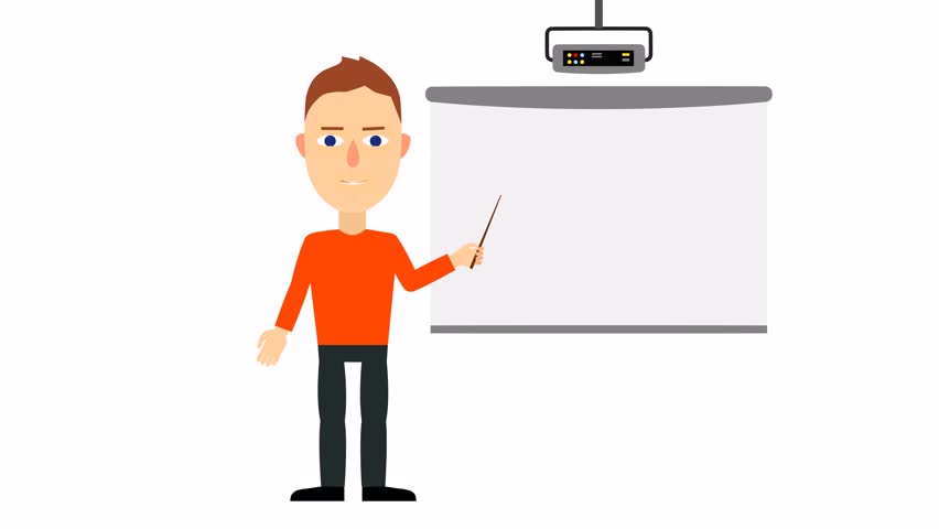 Cartoon Man with Pointer in Stock Footage Video (100% Royalty-free ...