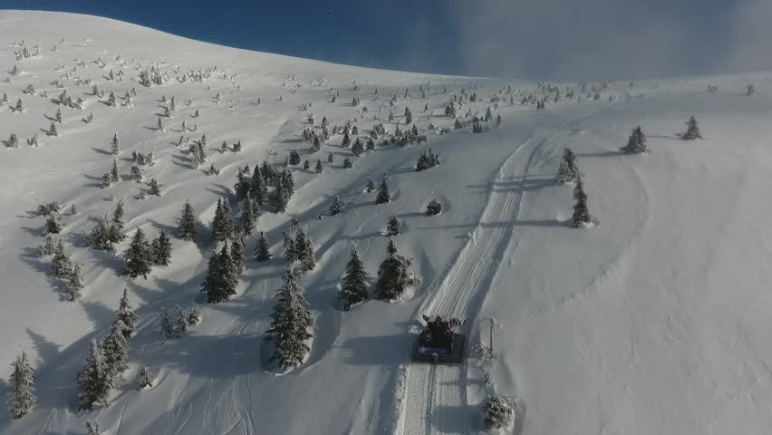 Snowcat Ride the Amazing Mountain Stock Footage Video (100% Royalty ...