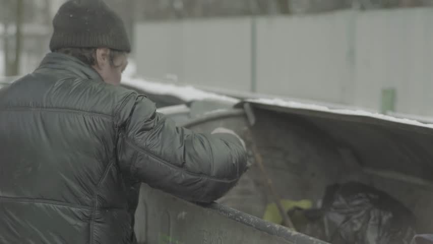 Footage Of Homeless Man Going Through Garbage To Find Something To Eat ...
