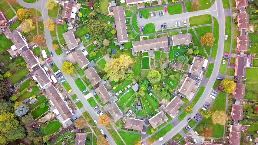 Aerial View of Traditional Housing Stock Footage Video (100% Royalty ...