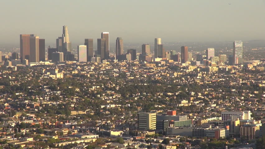 Stock Video Clip of Timelapse of aerial view iconic Los Angeles ...