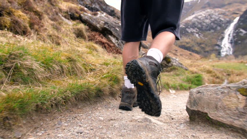 Man hiking towards the mountain on the hiking path image - Free stock ...
