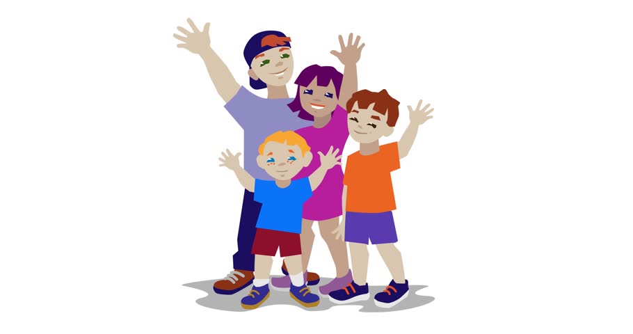 Animation of Happy Children Waving. Stock Footage Video (100% Royalty ...