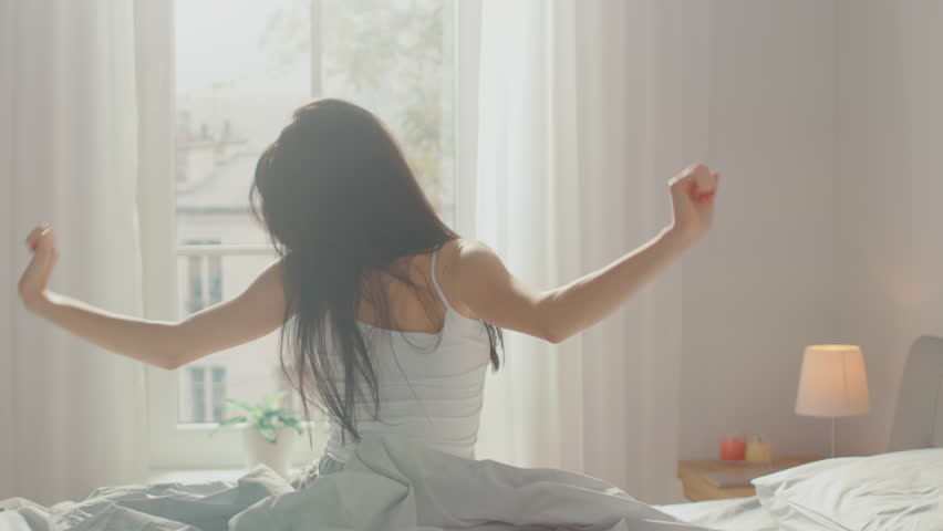 Beautiful Brunette Slowly Waking up Stock Footage Video (100% Royalty ...