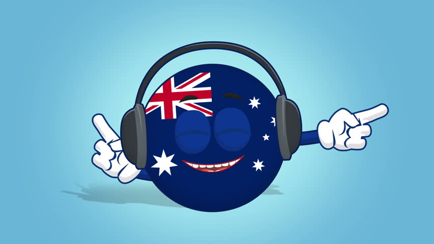 Vídeo stock de Cartoon Icon Flag Australia Music (100% livre de ...
