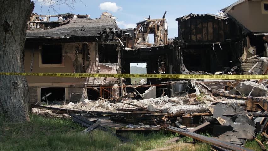 Fire Burns A Brick And Wood House As Firefighters Let It Finish Burning ...