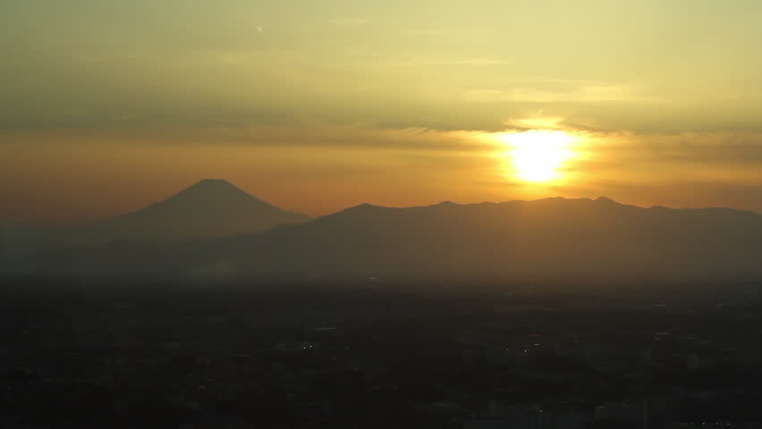 Sunrise over the Mount Fuji in the mountain landscape, Japan image ...