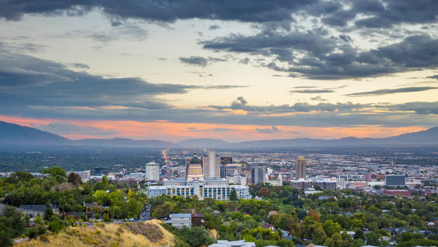 Sunset in the city buildings in Salt Lake City, Utah image - Free stock ...