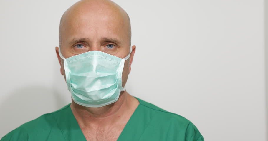 Hospital Surgery Room Doctor Mask Preparing Medical Intervention Close ...