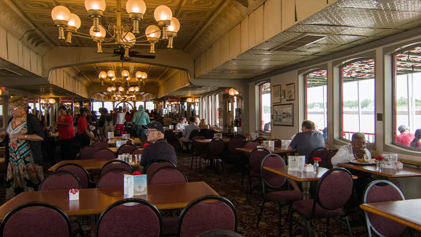 NEW ORLEANS, LA - 2015: Passengers Inside Historical Steamboat Natchez ...