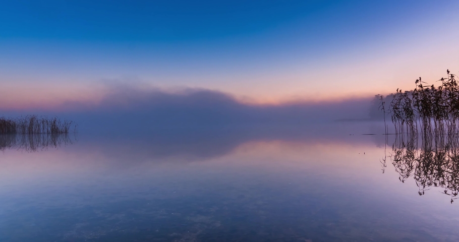 Fog and Mist over the lake landscape at Sunset image - Free stock photo ...