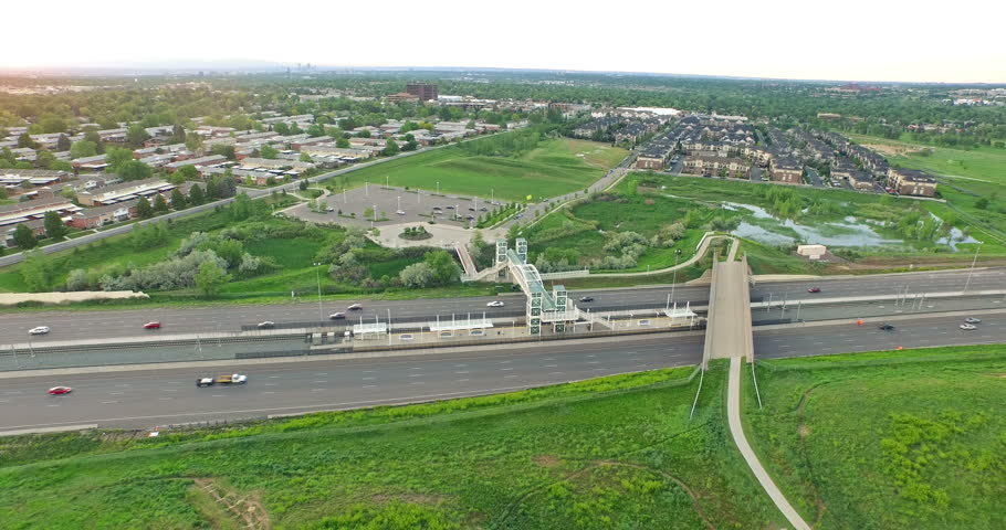 Aerial View Of Dayton Lightrail Station In Denver, Colorado. Stock ...