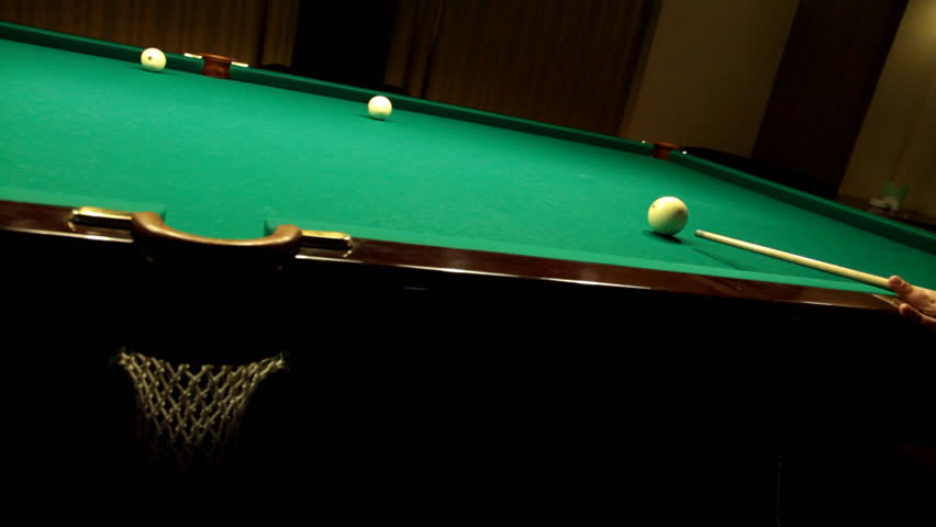 Sports Game Of Billiards. Billiard Ball Rolls On The Table. Stockowy ...