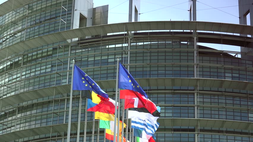 European Union Country Flags Move, Reflect On European Parliament ...