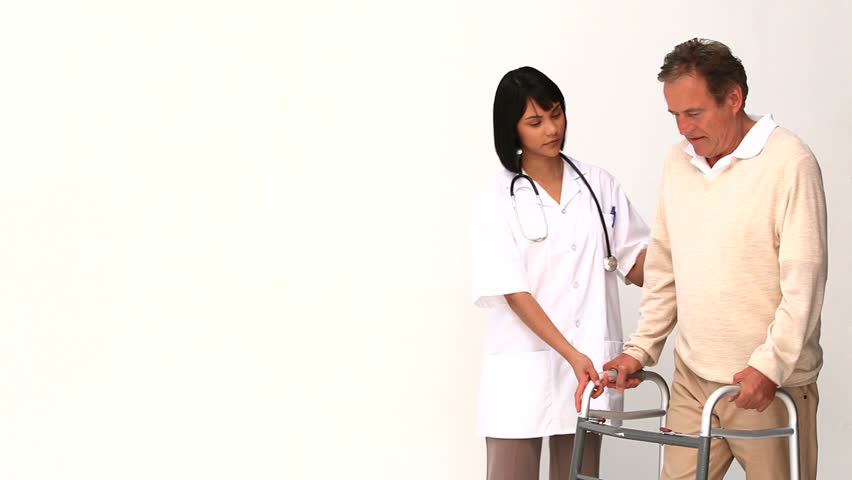 Stock Video Clip of An sick man using a walker against | Shutterstock