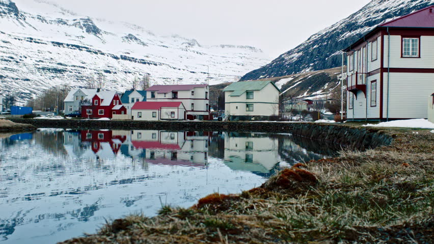 Stock video of small icelandic town seydisfjordur, east iceland ...