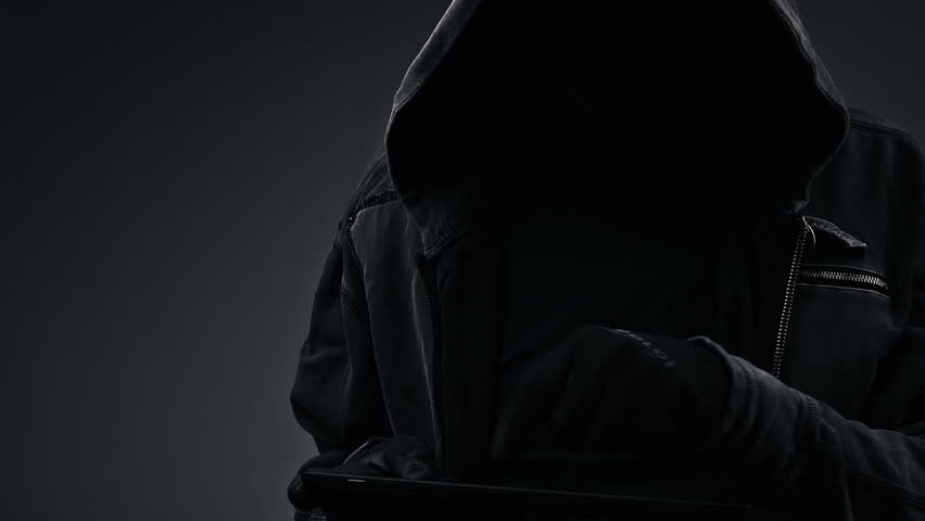 Unrecognizable Faceless Hooded Cyber Criminal Stock Footage Video (100% ...