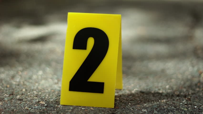 Crime Scene In Home Kitchen. CSI Markers And Evidence On Floor. Stock ...