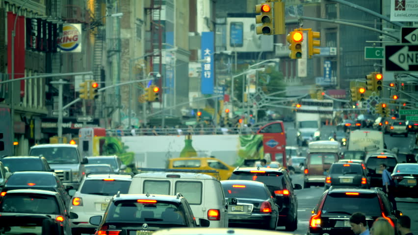 NEW YORK CITY - JUNE: Manhattan Urban Scenery, Busy Jammed Street ...