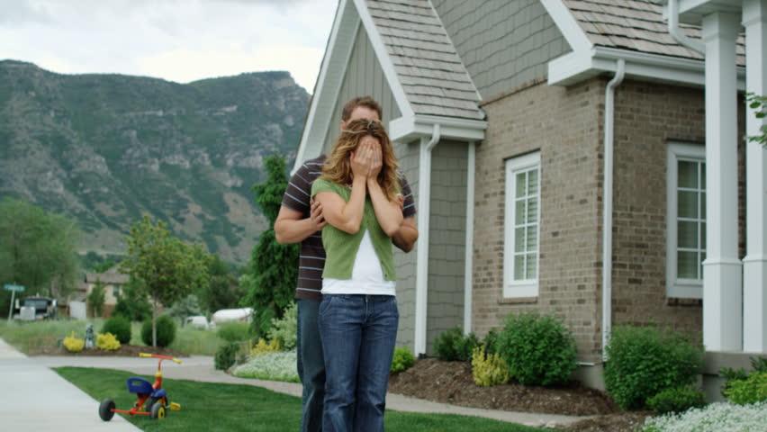 Husband Surprising Wife With A Stock Footage Video 100 Royalty Free