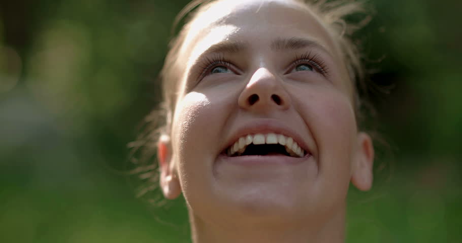 Cute Girl Is Smiling Into The Camera Outdoor Happy Happiness Smile