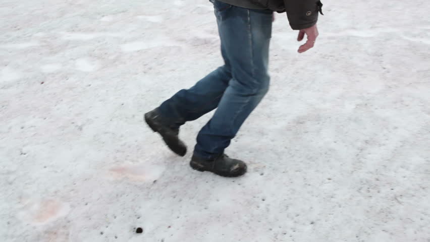 Walking In Snow, Man Stepping Through Snow, Winter Season Stock Footage ...