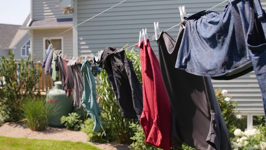 Clothes Drying in the Wind Stock Footage Video (100% Royalty-free ...
