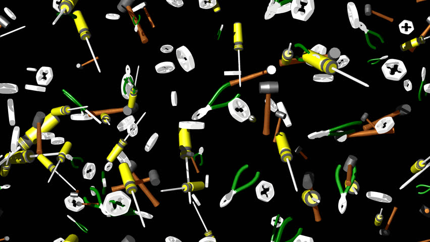 Hardware Tools Rotating, Seamless Looping Computer Generated Animation ...