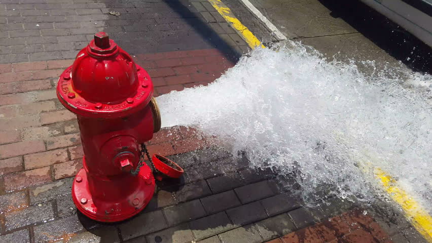 LEAKING SPRAYING FIRE HYDRANT WITH FIRE HOSE HD HIGH DEFINITION ...