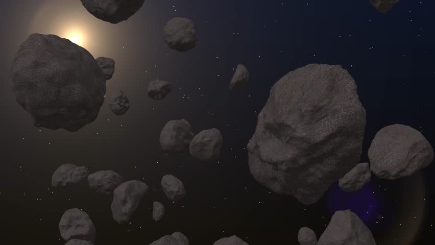 Animated Cartoon Meteorite Hovering In Space With Easy Camera Movements ...