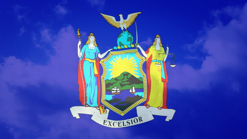 Seamless Loop Of The New York State Flag With Highly Detailed Fabric ...