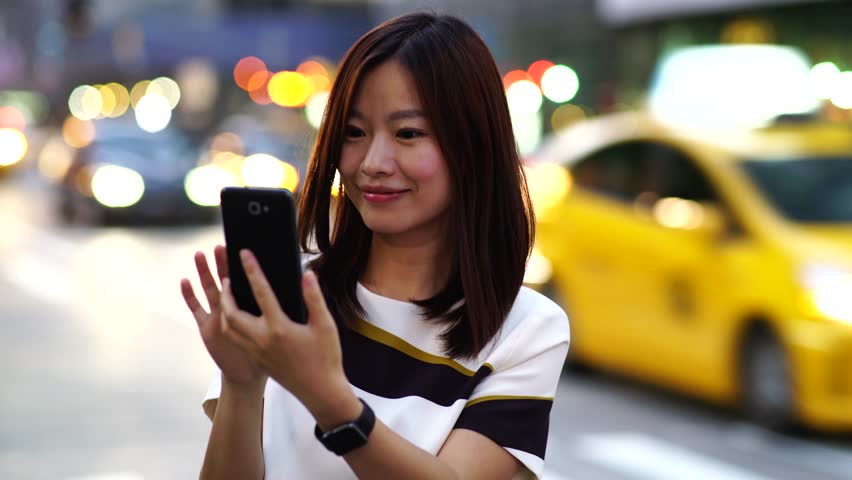 Asian Woman Using App On Stock Footage Video (100% Royalty-free ...