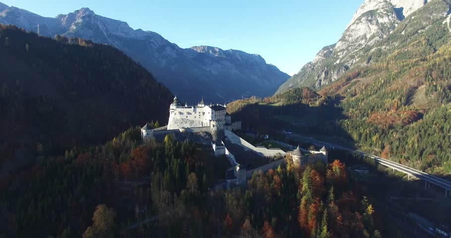 Aerial View Of Alpine Castle Werfen (Hohenwerfen) Near Salzburg ...