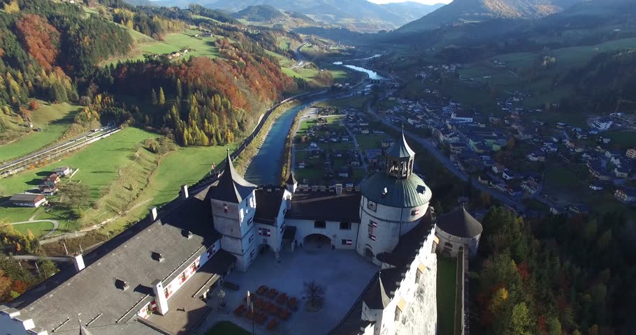 Aerial View of Alpine Castle Stock Footage Video (100% Royalty-free ...