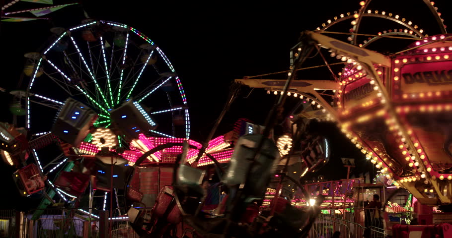 Carnival Rides And Flashing Lights At Night Stock Footage Video 7811989 ...