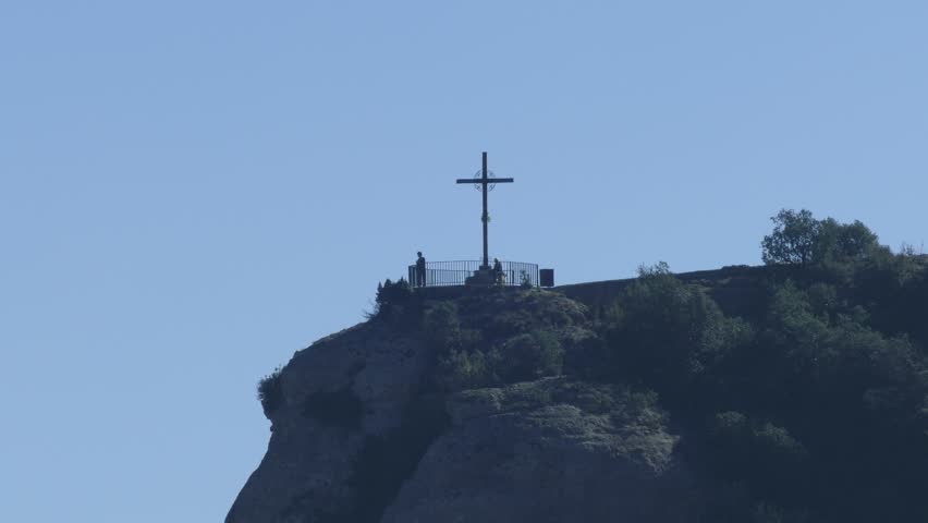 Distant Cross On a Hill Stock Footage Video (100% Royalty-free ...