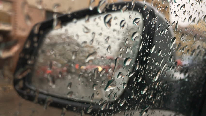 Car Mirror in Rain, Window. Stock Footage Video (100% Royalty-free ...
