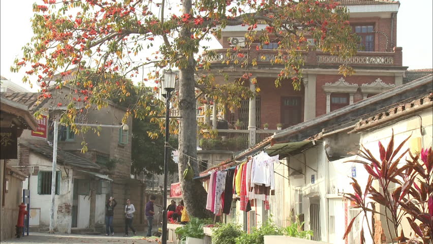 Xiamen, China - March 2010: Laundry Hanging Outside An Old Colonial ...