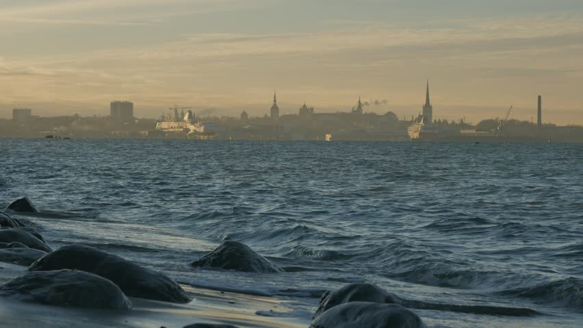 Estonia, Coast Tallinn, Evening, The Old Town Stock Footage Video ...