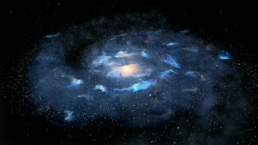 Flying Through Star Fields And Nebulas In Space, Revealing A Spinning ...