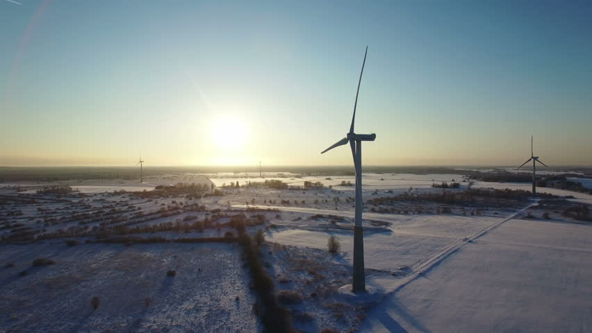 Wind Turbines in Frozen Water, Stock Footage Video (100% Royalty-free ...