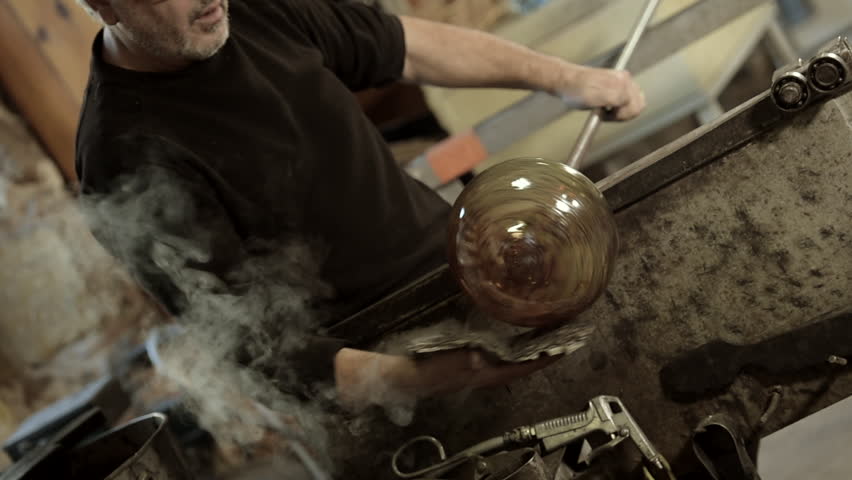 Glassblower Working in His Workshop Stock Footage Video (100% Royalty ...