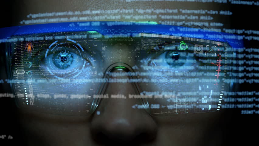 Person Using A Hologram Virtual Reality (VR) Interface Screen With ...