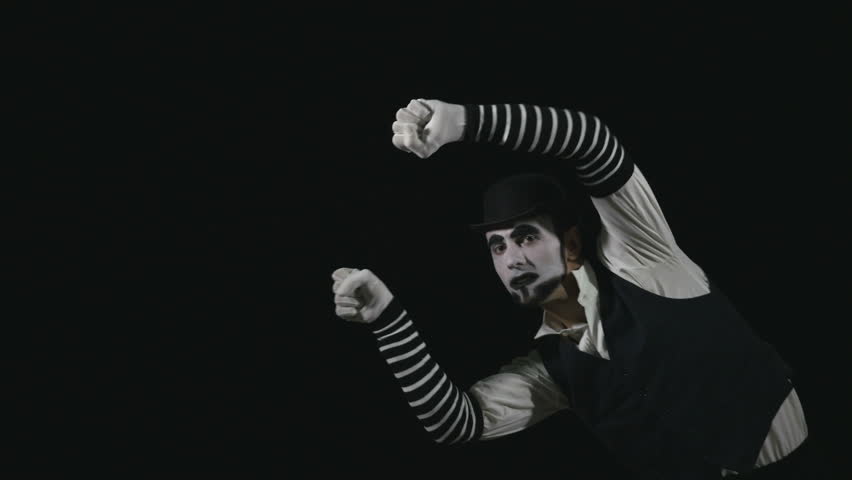 Young Funny Mime Pulling An Invisible Rope Stock Footage Video 14661544 ...