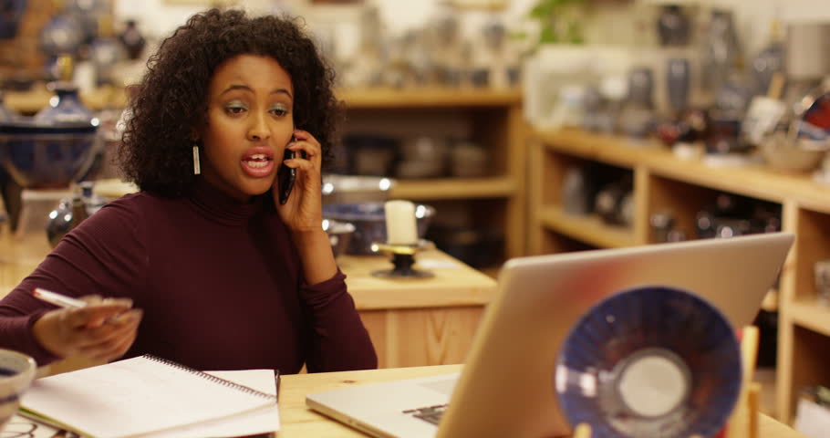 Young Attractive Black Women Using Tablet Computer Searching The Web ...