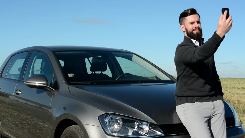 View From Inside A Sports Car To A Mature Man Driving Home After A Day ...