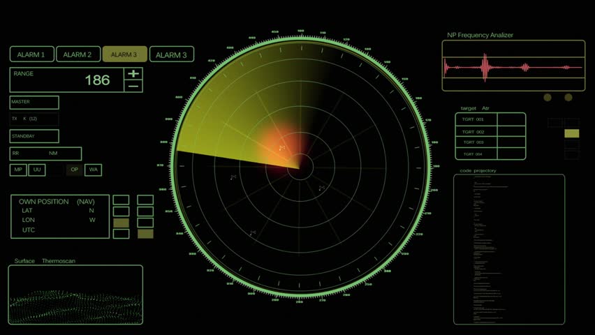 Blue Radar Screen Interface (loop) Stock Footage Video 3385979 ...