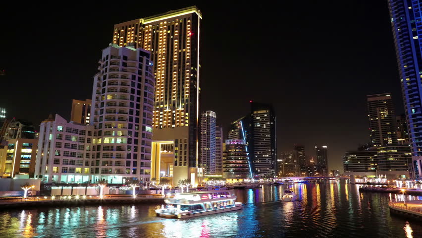 Dubai Marina Night Time Lapse, Stock Footage Video (100% Royalty-free ...