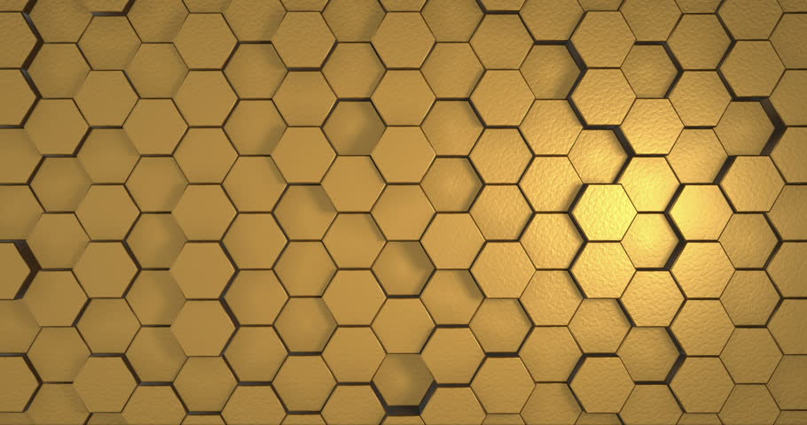 Hexagonal Gold Background Loop, 3d Stock Footage Video (100% Royalty ...