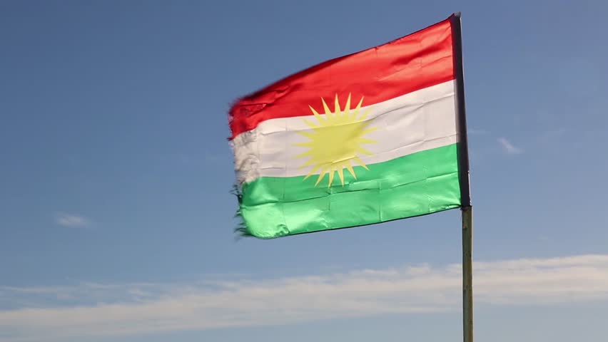 Kurdistan - November 16, 2016: A Red Warning Flag Waving In A Kurdish ...